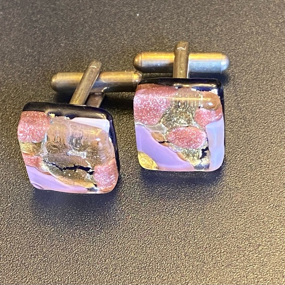 Murano | Accessories | Vintage Murano Glass Pink And Gold Cufflinks ...